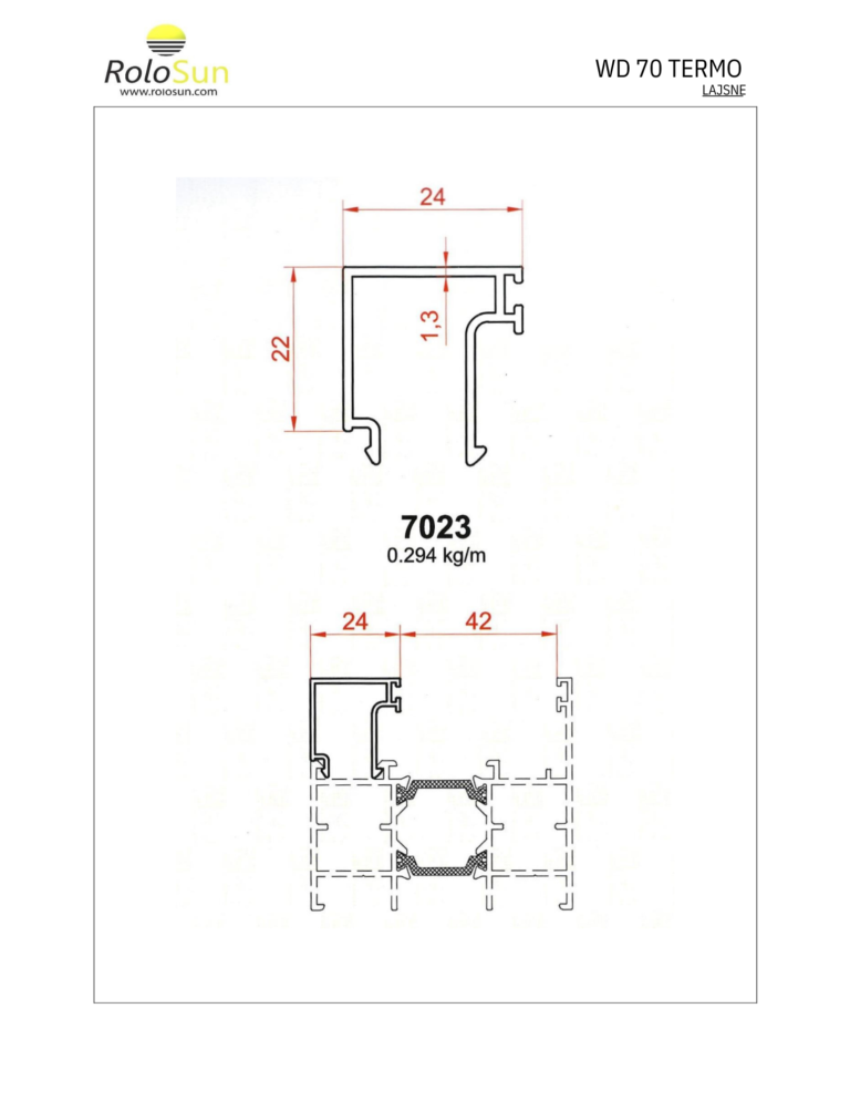 Aluminijumski profili - Dimenzije, težina i nazivi profila - ROLOSUN