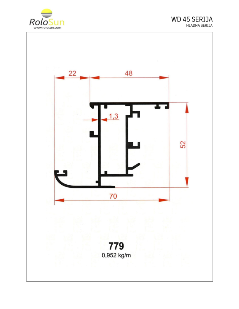 Aluminijumski profili - Dimenzije, težina i nazivi profila - ROLOSUN