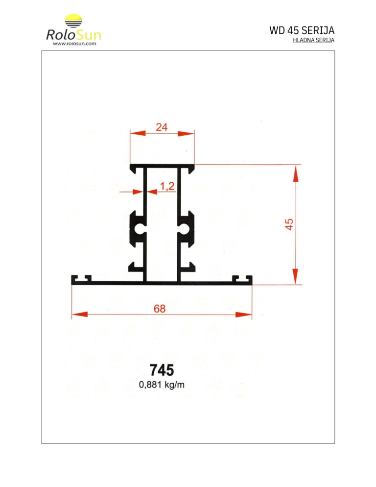Aluminijumski profili - Dimenzije, težina i nazivi profila - ROLOSUN