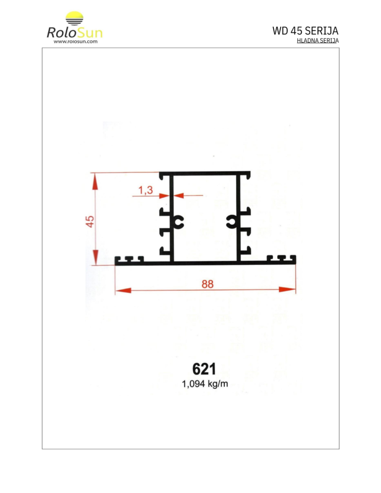 Aluminijumski profili - Dimenzije, težina i nazivi profila - ROLOSUN