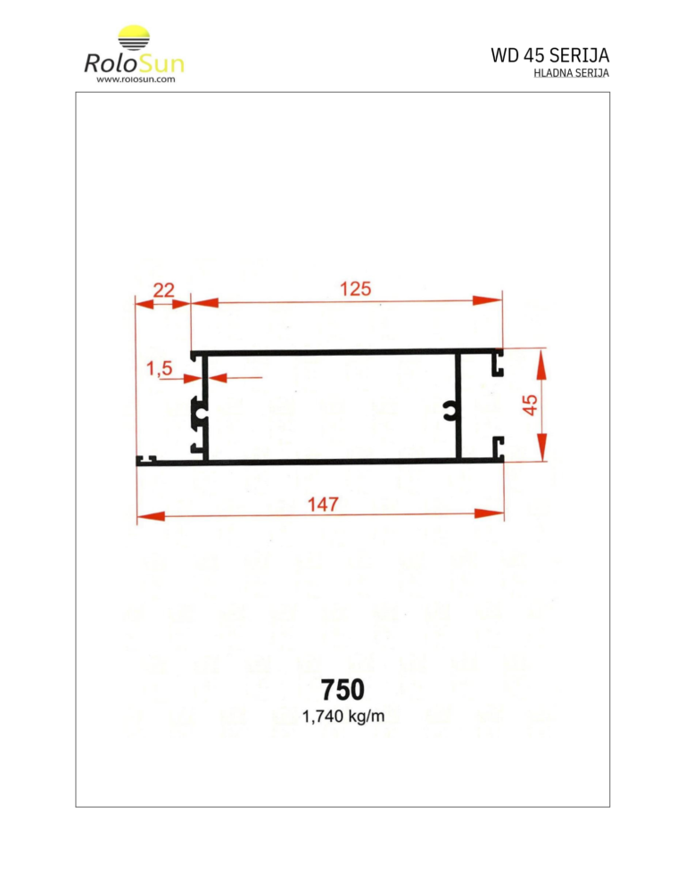 Aluminijumski profili - Dimenzije, težina i nazivi profila - ROLOSUN
